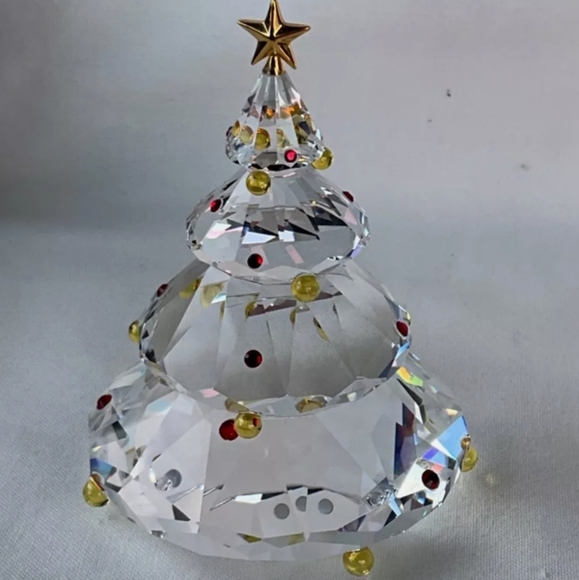 Swarovski | Holiday | Swarovski Crystal Christmas Tree W Gold Red Balls ...